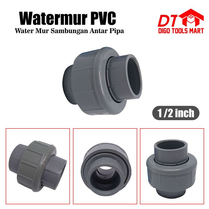 Watermur PVC 1/2 inchi Drat Polos Watermoor Water Mur Sambungan Antar ...