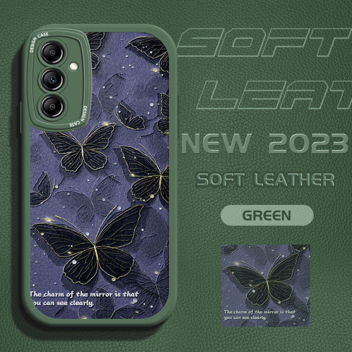 Hontinga Casing Case For Samsung Galaxy A14 5G 4G A54 5G Case Cut Cute Black Butterfly leather ...