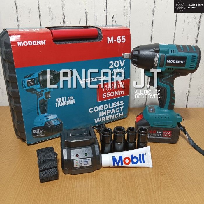 MODERN M65 IMPACT WRENCH CORDLESS 20V BUKA BAUT MOBIL 650 NM | Lazada ...
