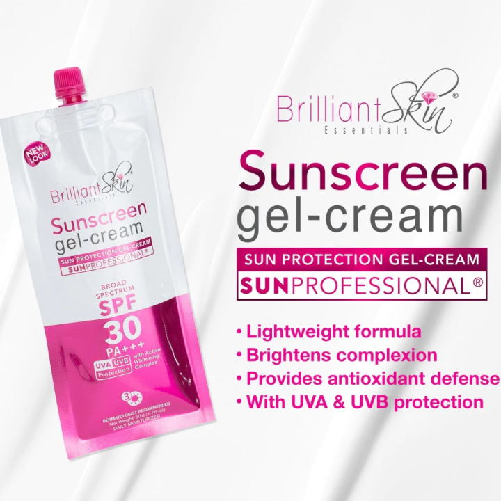BRILLIANT SKIN SUNSCREEN GEL CREAM WITH SPF 30 (50g) | Lazada PH
