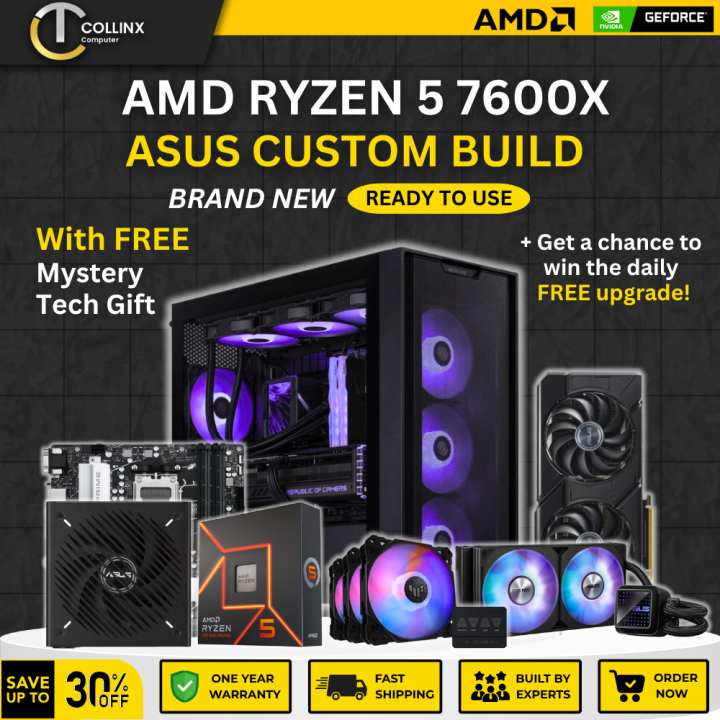 [ ASUS PC BUILD A ] AMD RYZEN 5 7600X CPU Desktop Package with RTX GPU ...