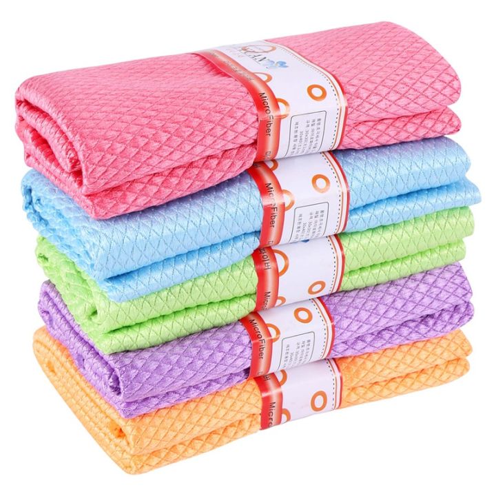 (MYTO) 5 PCS Quick Dry Lint Free Cleaning Cloth Fish Scale Microfiber ...