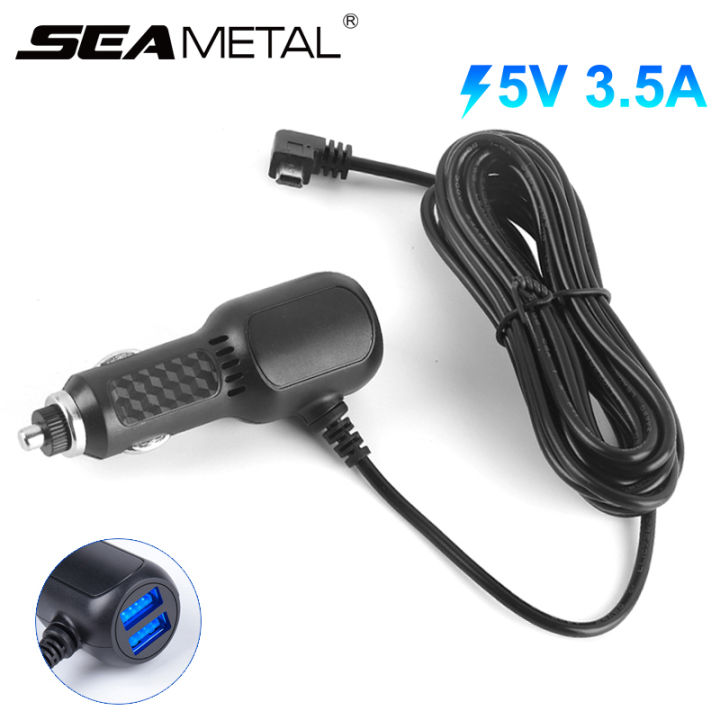 Dual USB Car Charger Dashcam Cable USB Charging Wire 3.5m 5V 3.5A Mini ...