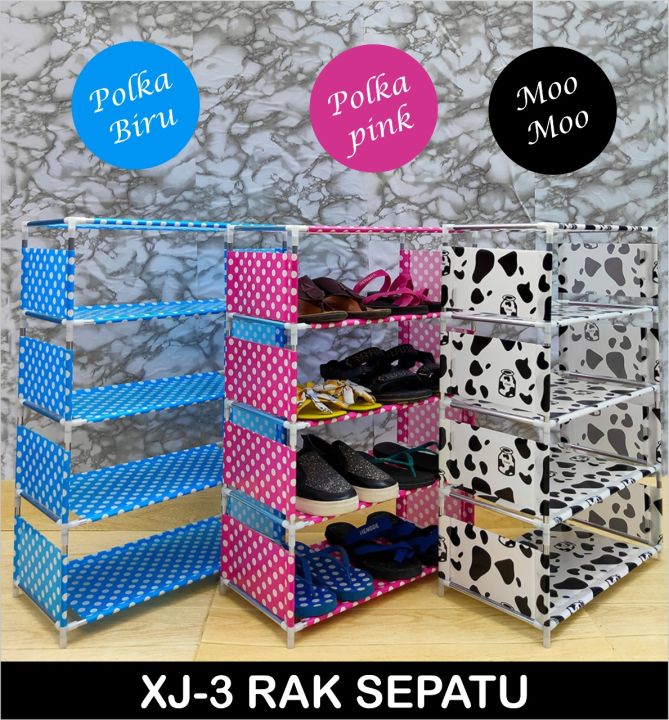 Rak Sepatu & sandal Motif Lucu 5 Rak Susun Portable Serbaguna rak ...