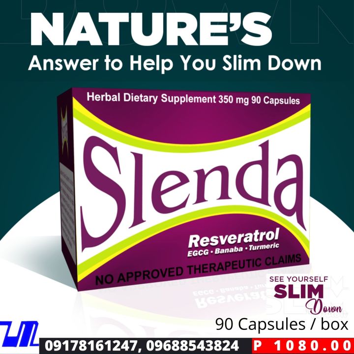 Slenda Fat Burner Slimming Diet Pills for Women 90 Capsule Dietary ...