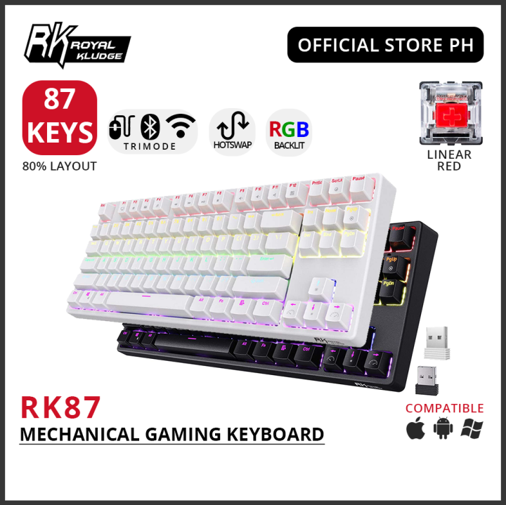 RK ROYAL KLUDGE RK87 RGB Wireless TKL Compact Mechanical Gaming ...