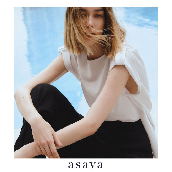 [asava aw22] Asava boxy t-shirt เสื้อผู้หญิง แขนสั้น ตกแต่งกระดุม คอกลม ...