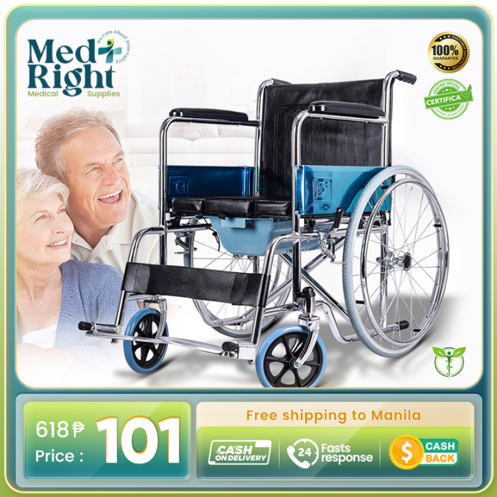Standard Wheelchair with Commode Toilet Foldable Commode Wheelchair ...