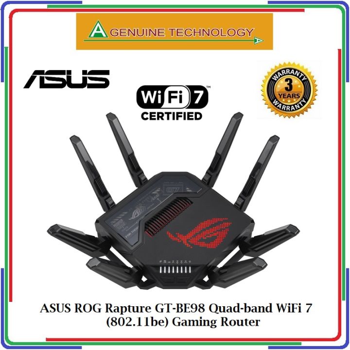 ASUS ROG Rapture GT-BE98 Quad-band WiFi 7 (802.11be) Gaming Router ...