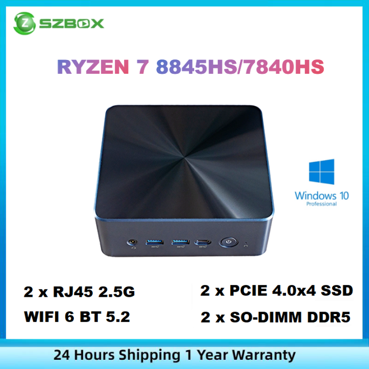 SZBOX Ryzen7 8845HS/7840HS MINI PC Windows 11Pro DDR5 5600Mhz PCIe4.0 Nvme SSD WIFI6 BT5.2 Gamer ...