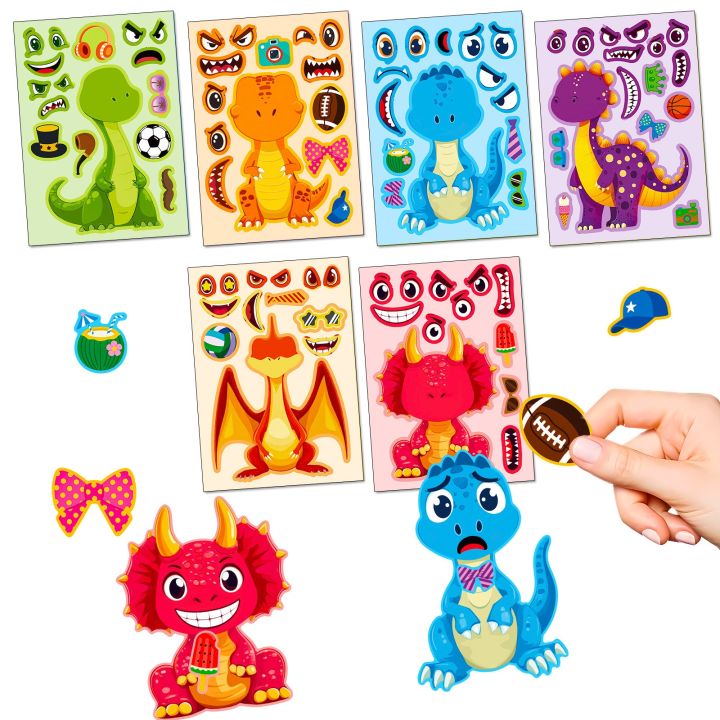 6pcs/Set of DIY Cartoon Puzzle Face Changing Stickers | Lazada