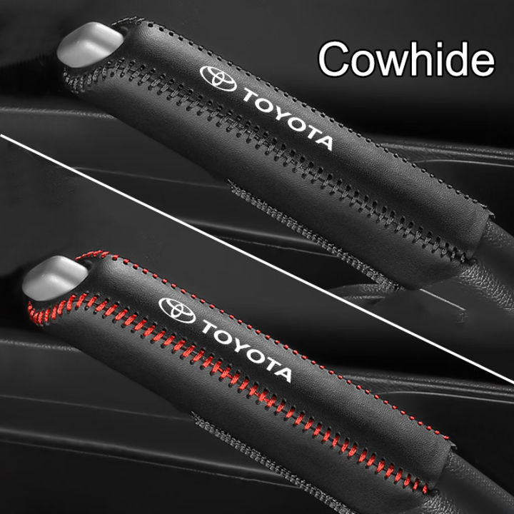 Car modification Cowhide handbrake cover for Toyota Yaris VIOS Corolla ...