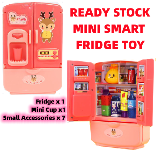 Mini refridgerator fridge kids smart toy kitchen playset pretend play ...