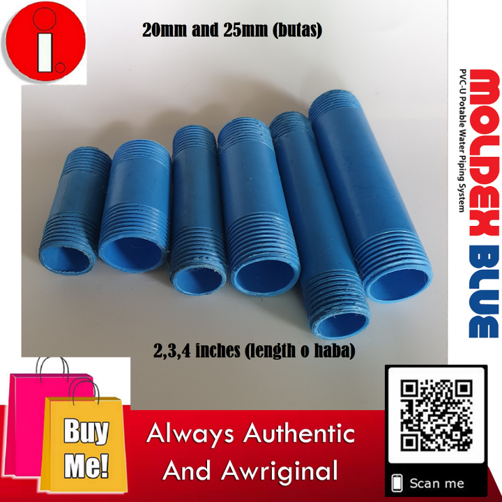 MOLDEX BLUE PVC Nipple fittings 2 3 4 inches x 20 or 25 mm for cleaner ...