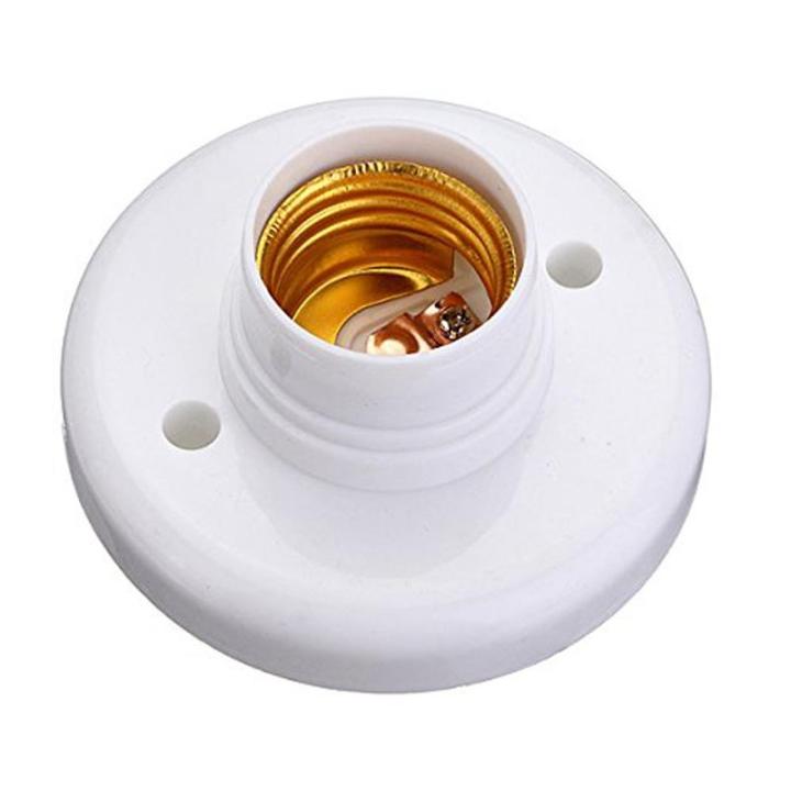 E27 Round Plastic Base Screw Light Bulb Lamp Socket Holder White ...