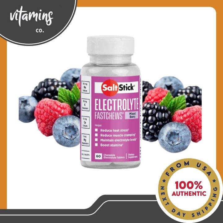 SaltStick Chewable Electrolyte Tablets Mixed Berry Flavor (60 count ...