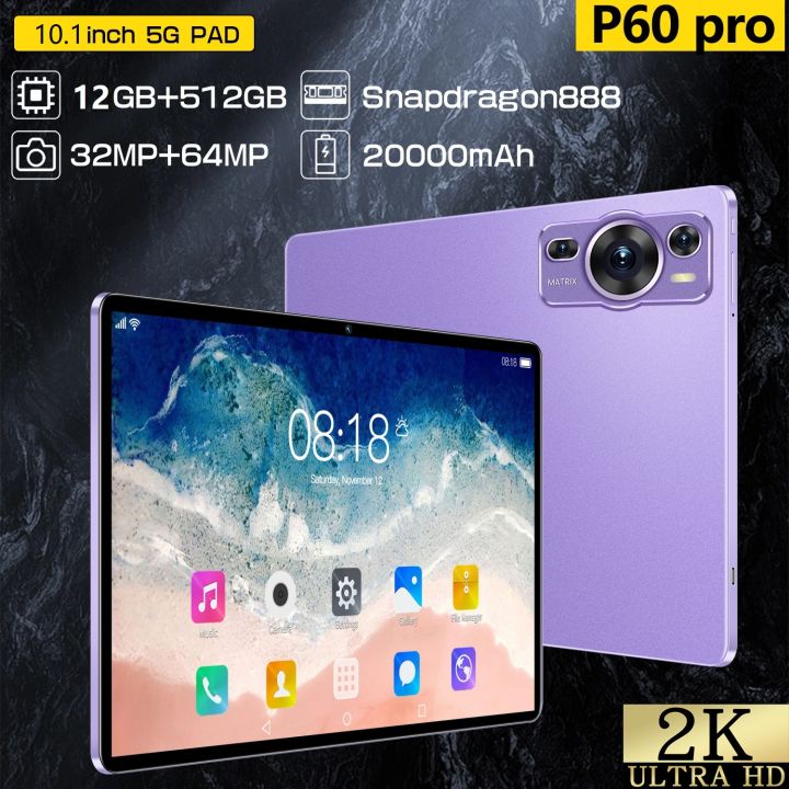 P60 Pro 4G/5G Smart Tablet 10.1 inch Ultra-Clear Screen Memory 12GB ...