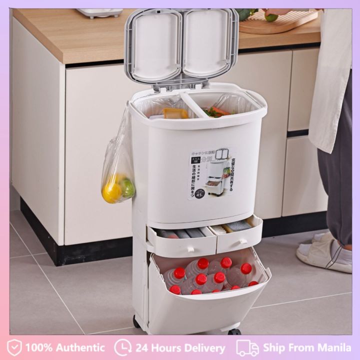 OTO Double Kitchen Trash Can with Cover - Garbage Recycling Bins for ...