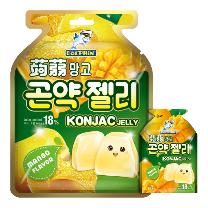 Captain Dolphin Mango Flavour Konjac Jelly With Nata De Coco 15X20G | Lazada
