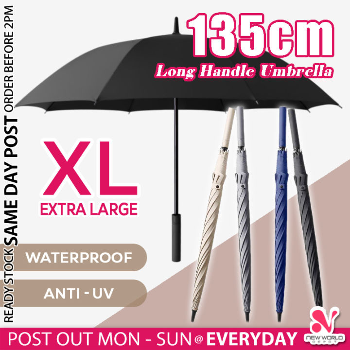 𝟭𝟯𝟱𝗖𝗠 𝗪𝗜𝗗𝗘 》Large Canopy Auto Open Golf Umbrella Anti Slip Long Handle ...