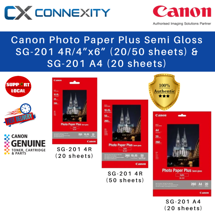 Canon SG-201 A4 (20 Sheets) / 4R Semi Glossy Photo Paper (20 Sheets ...