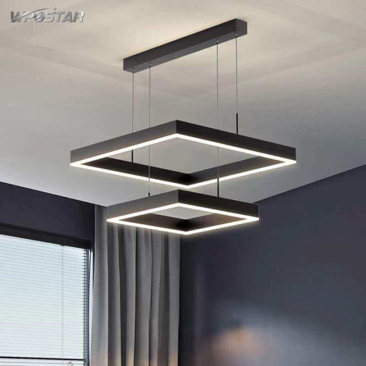 Nordic Modern LED Chandelier Square Living Room Mounted Pendant Lamp ...