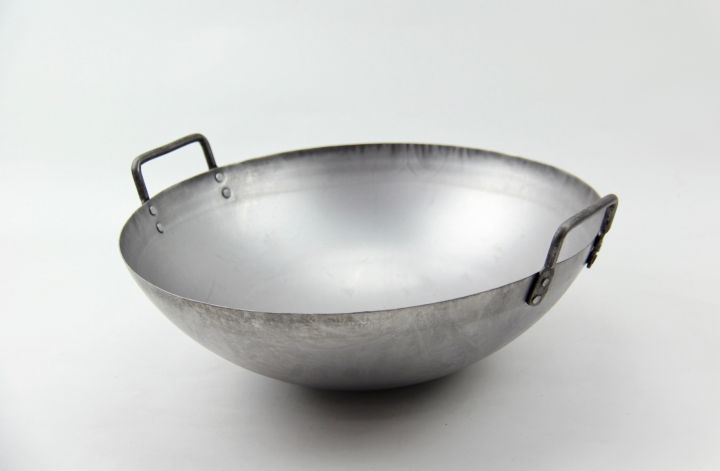 18" / 19" / 20" Deep Shape Carbon Steel Wok with Double Handle / Kuali ...