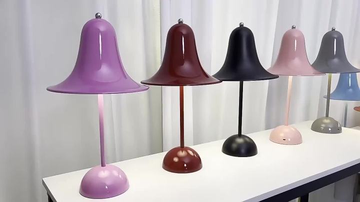 Danish Bell Table Lamp Nightstand Light USB Rechargeable 2000mAh or AC ...