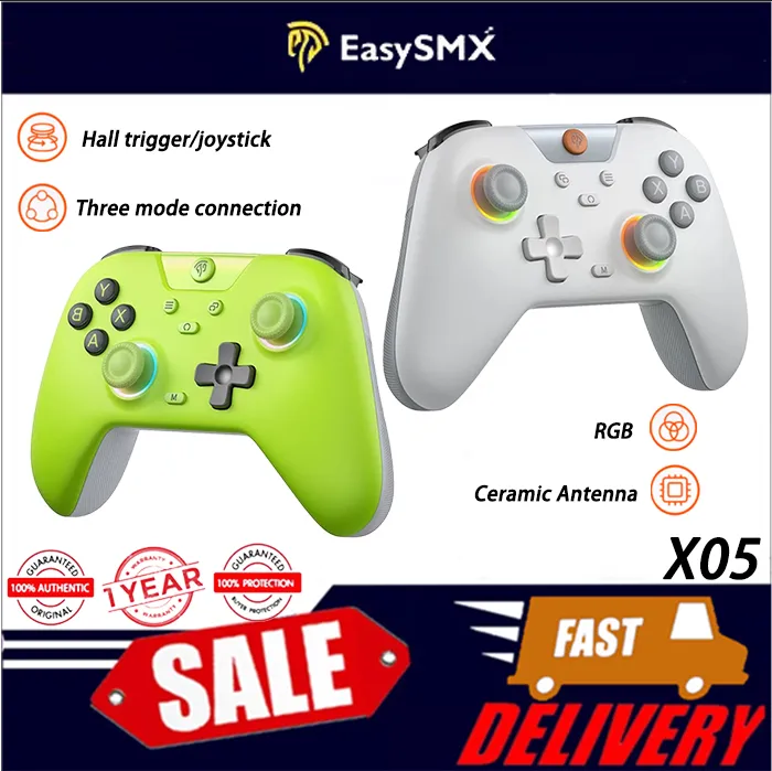 EasySMX X05 Game Controller PC Wireless Steam Three Mode RGB Hall ...