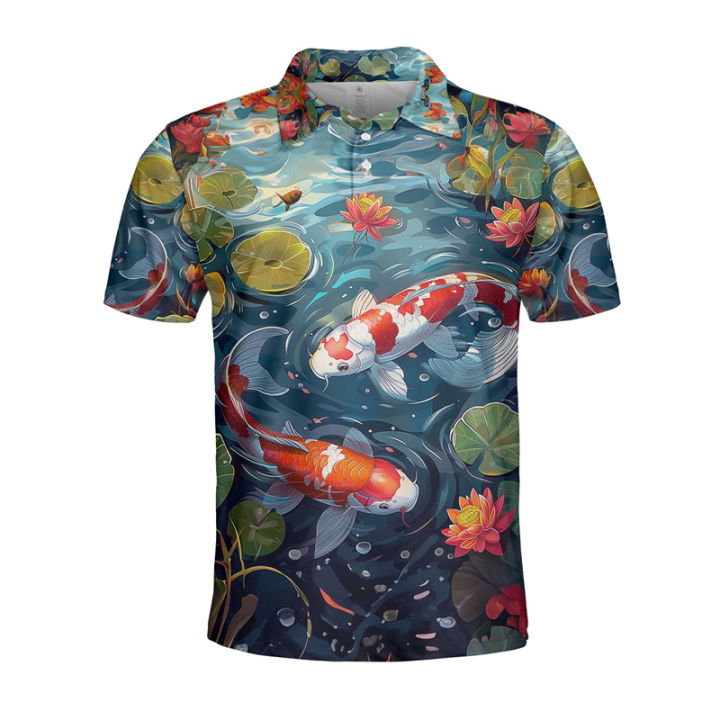 Japanese Koi 3D Printed Polo Shirts For Men Clothes Koi Fish POLO Shirt ...