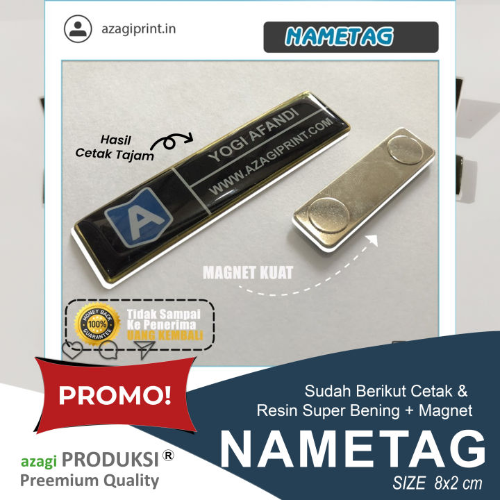 Cetak Nametag Papan Nama Dada kuningan Magnet - Tanda Pengenal Premium ...