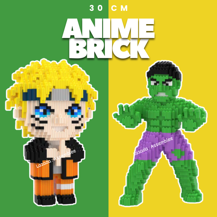 26-35cm Anime Brick Naruto Kakashi Goku Spiderman Hulk Captain America ...