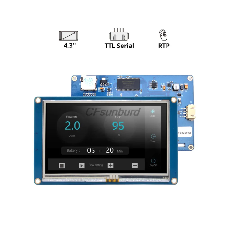 แผงระบบสัมผัส TFT Nextion 4.3 ''HMI โมดูลจอแสดงผลชนิด LCD ราสเบอร์รี่ ...