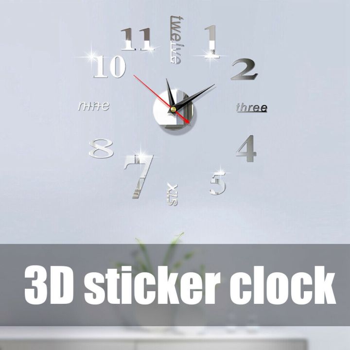 Creative DIY Wall Clock, Modern 3D Mirror Stickers Large Wall Clock ...