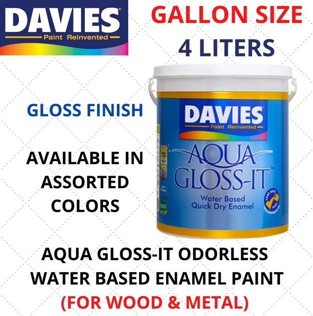 Davies Aqua Gloss-It Gallon 4L Waterbased QDE for Wood or Metal Water based Quick Dry Enamel ...
