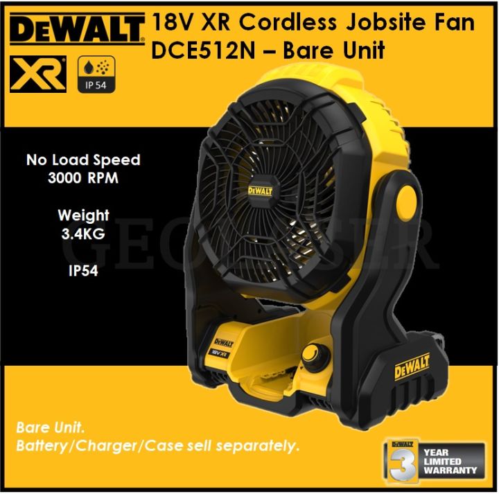 DeWalt 18V XR IP54 DCE512 Cordless JobSite Fan DCE512N - Bare Unit DCE ...