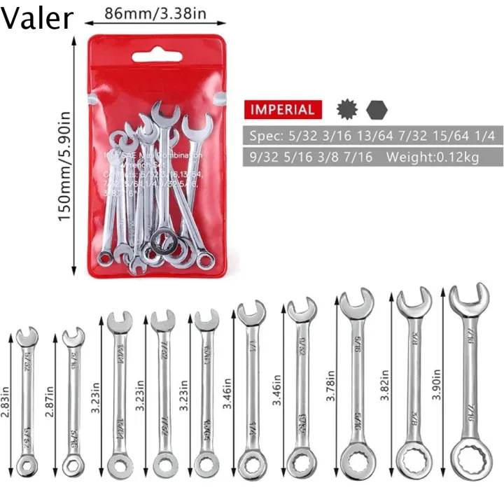 VALER 10pcs Mini British/Metric Type Wrenches British/Metric Type ...