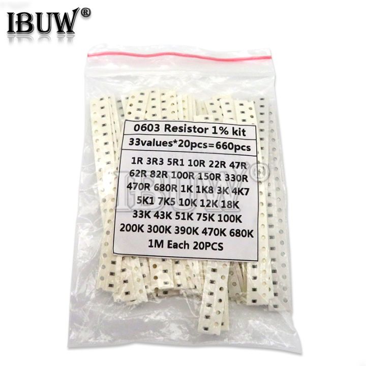 0603 SMD Resistor Kit Assorted Kit 1ohm-1M ohm 1% 33valuesX 20PCS=660PCS Sample Kit | Lazada PH