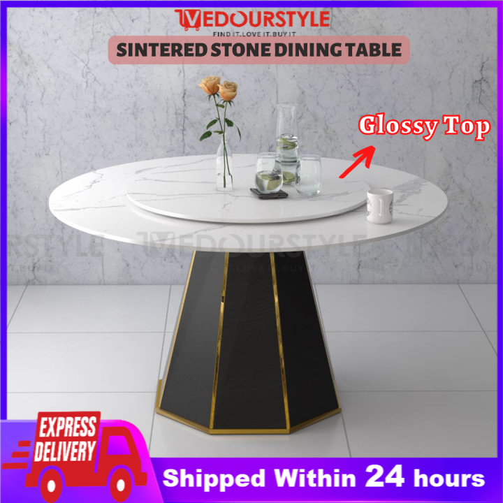 Vedourstyle (130+70) 7991R Glossy Sintered stone Round Dining table ...