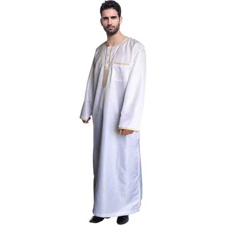 Muslim Men Robes Long Sleeves Embroidered Plus Size Arab Islamic Kaftan ...