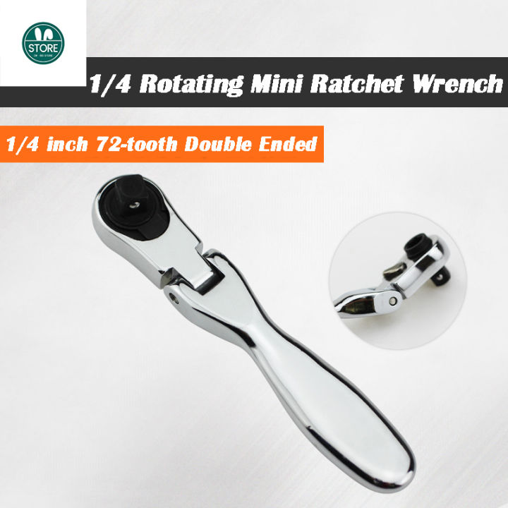 Mini 1/4 inch 72-tooth Rotatable Double Ended Quick Socket Ratchet ...
