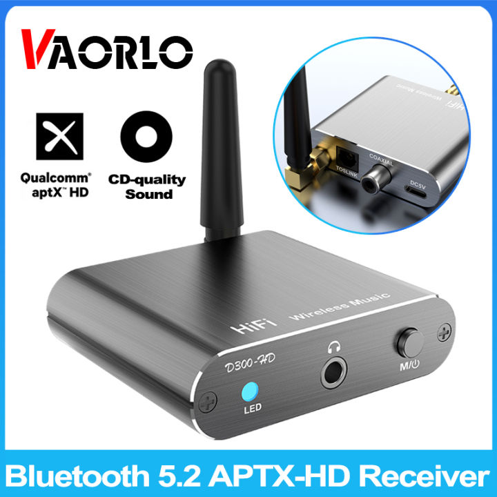 VAORLO Qualcomm Bluetooth 5.2 Audio Receiver aptx HD Low Latency Wireless Music Adapter HiFi ...