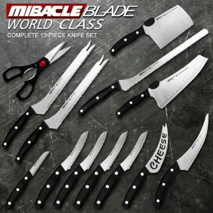 MIRACLE BLADE 13-Pieces KNIFE SET World Class Mincer Slicer Cutter ...