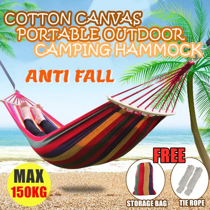 Rainbow Portable Hammock Outdoor Canvas Fabric Camping Striped Tree ...