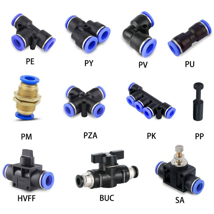 Pneumatic Fitting Tube Connector Fittings Air Quick Water Pipe Push In ...
