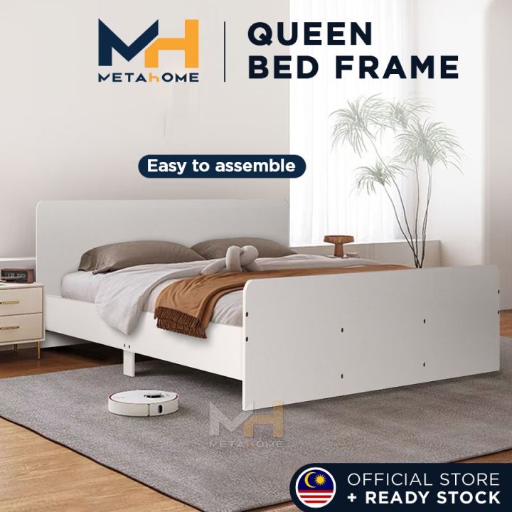 Rangka Katil Saiz Queen Metahome Wooden Queen Bed Frame with Headboard ...