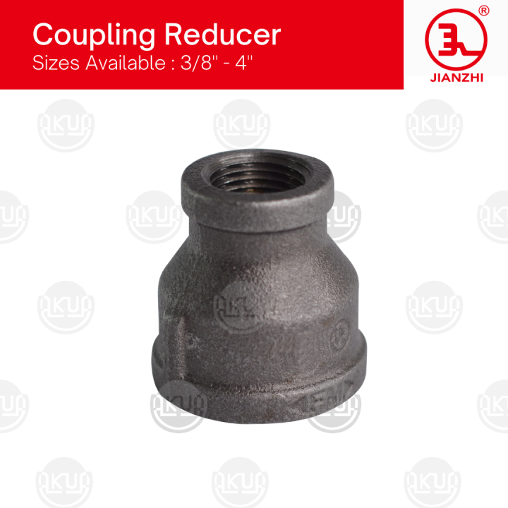 JIANZHI Brand BI/GI Coupling Reducer 1 1/4" x 1" Screw Type Black Iron Galvanized Iron Threaded ...