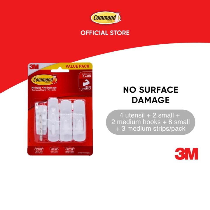 3M™ Command™ General Purpose Hooks, No Surface Damage, Holds Up to 4 ...