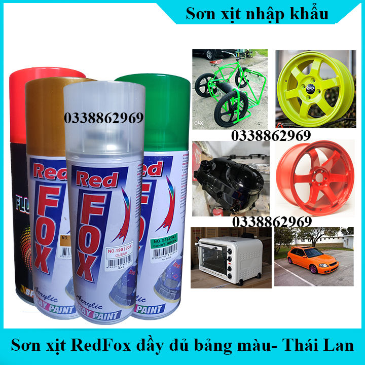Sơn RedFox đủ màu - màu đen, màu đỏ, màu trắng, màu vàng, màu xanh,màu ...