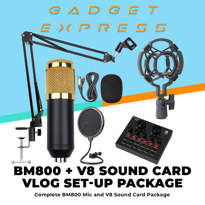 BM-800 Condenser Microphone and V8 Sound Card Vlog Set-up | Lazada PH